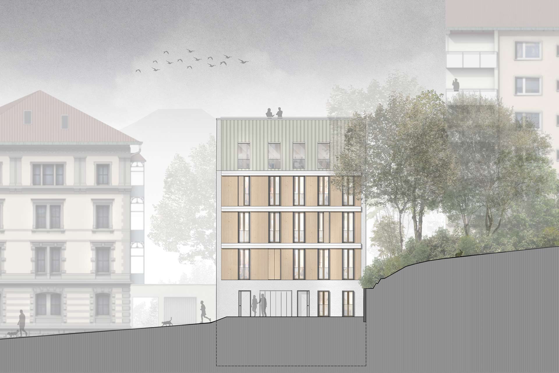 Klimaneutrales Wohnen im Holzhybridbau – Aldinger Architekten
